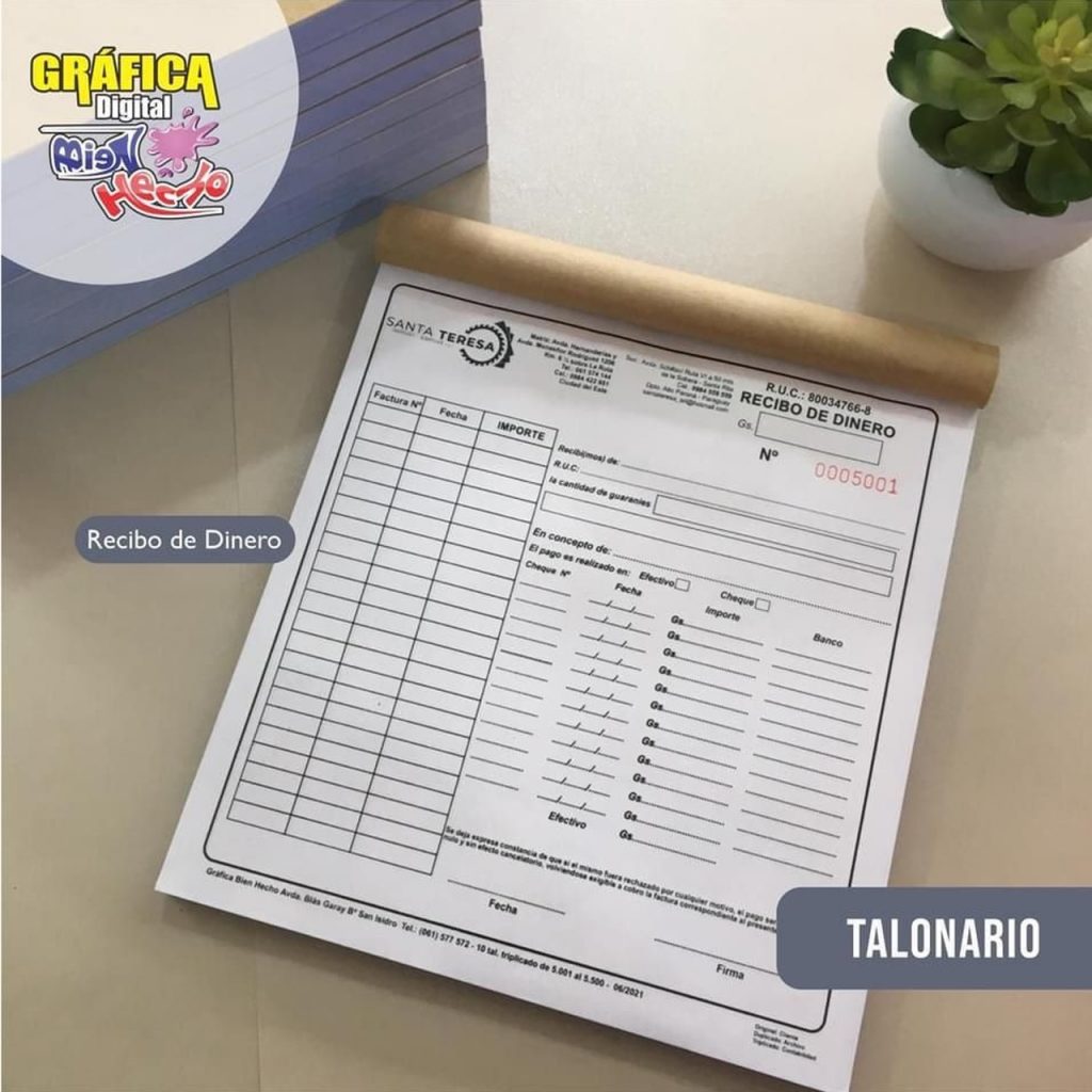 Talonario Tamaño Medio Oficio (21x16 cm). | Gráfica Bien Hecho